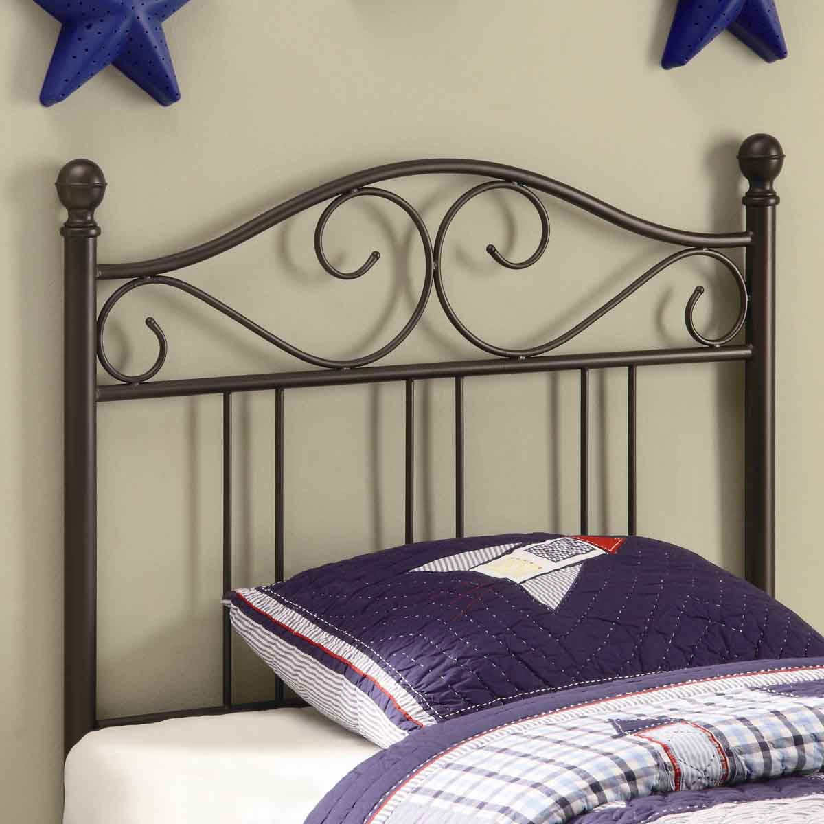 Dark Bronze Transitional Twin Metal Headboard