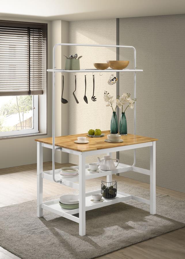 Hollis Kitchen Island Counter Height Table with Pot Rack
