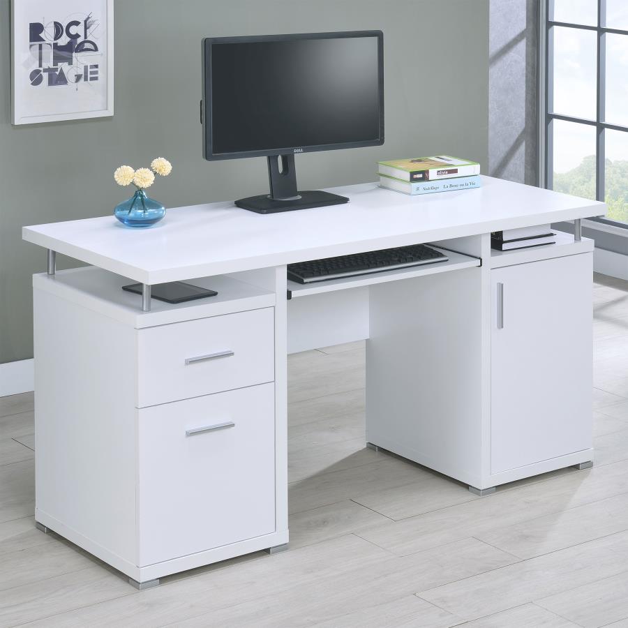 Tracy Modern Office Desk with Storage Drawers and File Cabinet