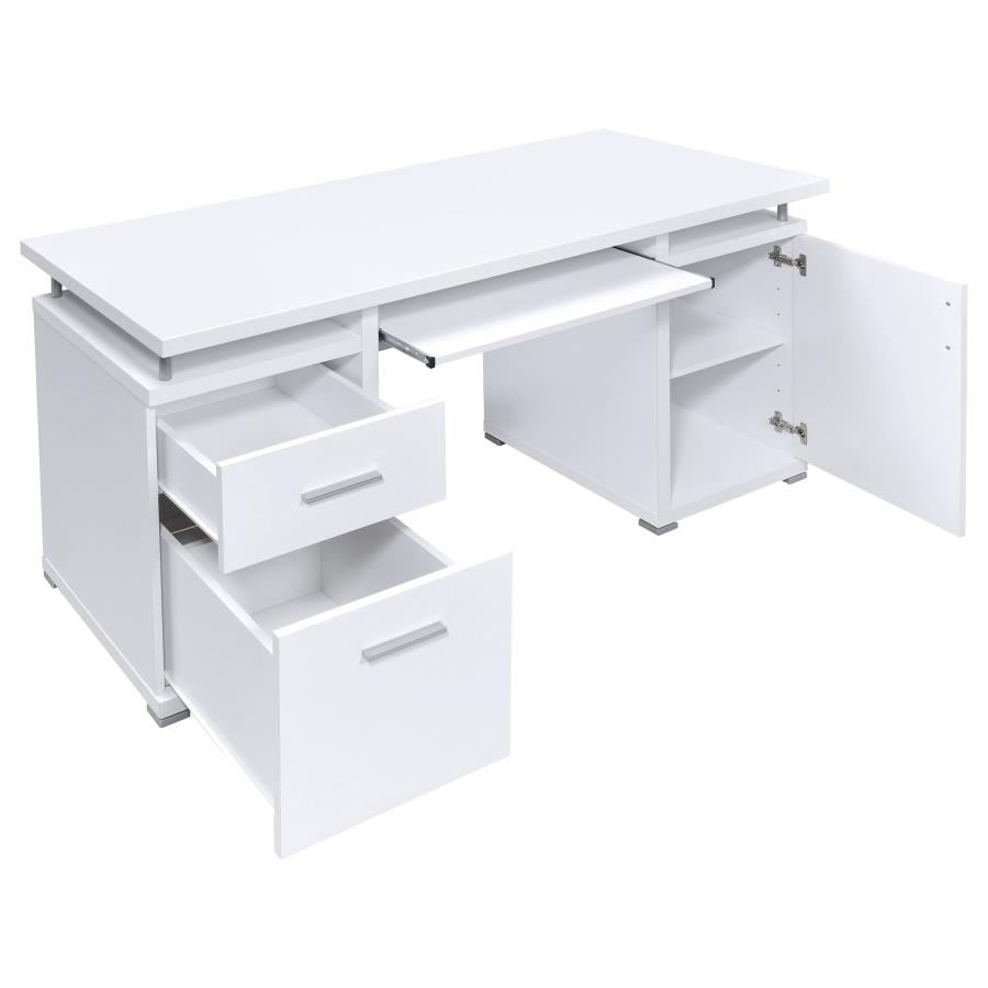 Tracy Modern Office Desk with Storage Drawers and File Cabinet