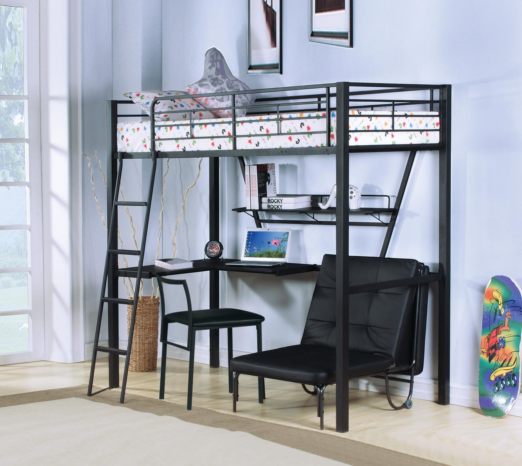 Senon Metal Frame Loft Bed with Desk