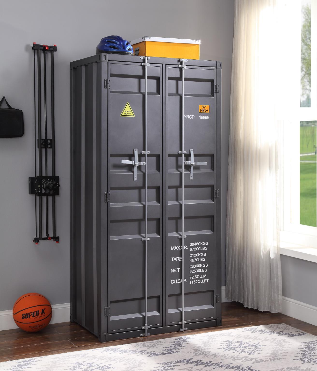 Cargo Industrial Style Metal Double Door Wardrobe