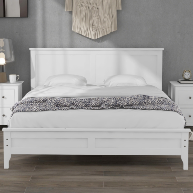 Azusa Modern White Solid Wood Platform Bed