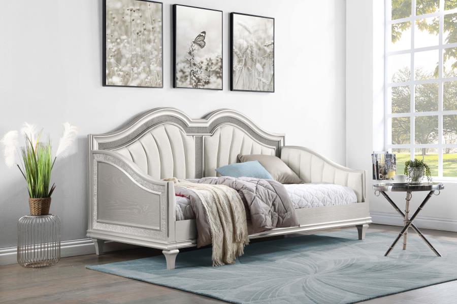 Evangeline Upholstered Daybed with Faux Diamond Trim