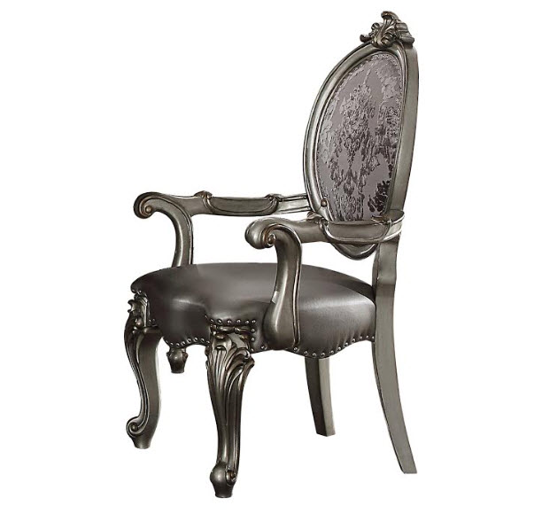 Versailles Antique Platinum Dining Arm Chair Set of 2
